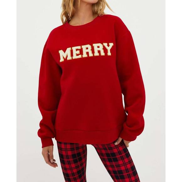 Beach Riot | Tops | New Beach Riot Dawn Sweatshirt In Merry Red | Poshmark